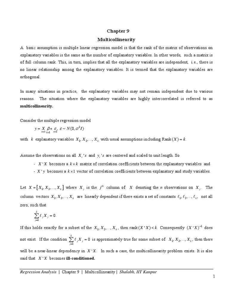 Chapter9 Regression Multicollinearity | PDF | Multicollinearity ...