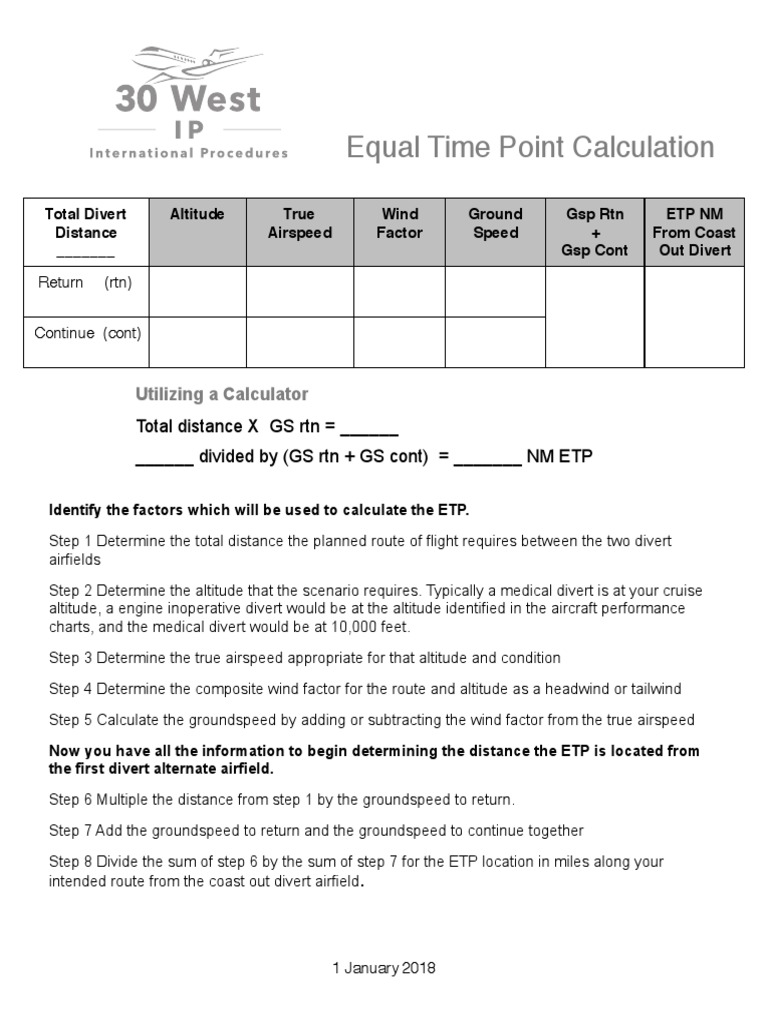30 West ETP Calculation Worksheet | PDF | Transport Safety | Aviation