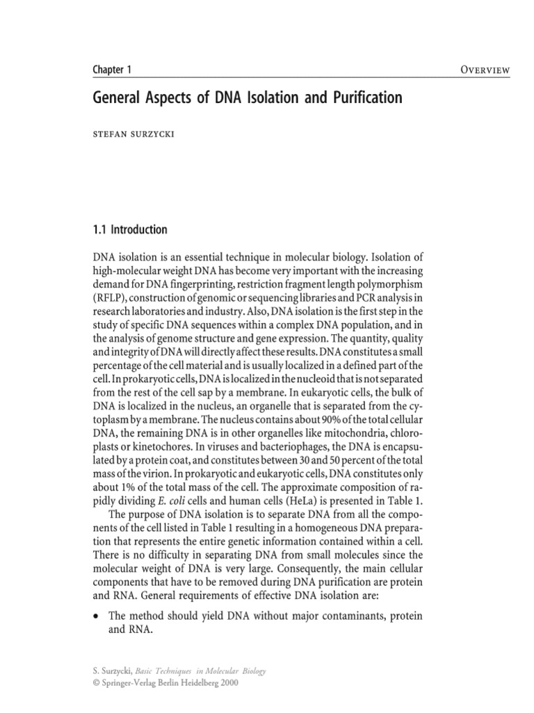 General Aspects of DNA Isolation and Purification | PDF | Protein ...