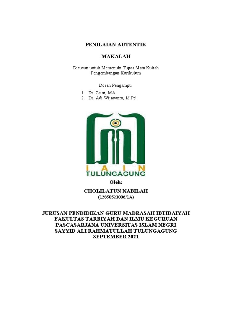 Penilaian Autentik dalam Pembelajaran | PDF