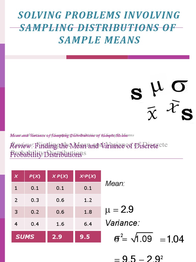 Solving Problems Involving Sampling Distributions of Sample Means | PDF ...
