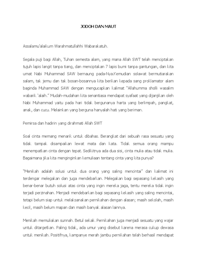 Jodoh, Kematian, dan Persiapan Hidup | PDF