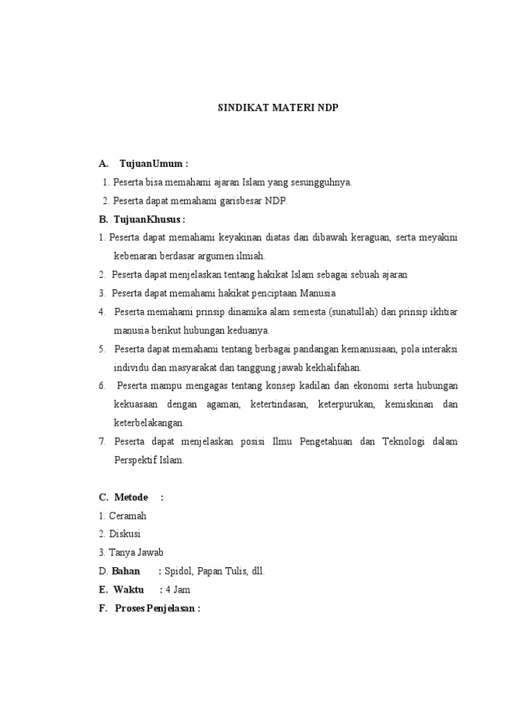 Sindikat Materi NDP | PDF
