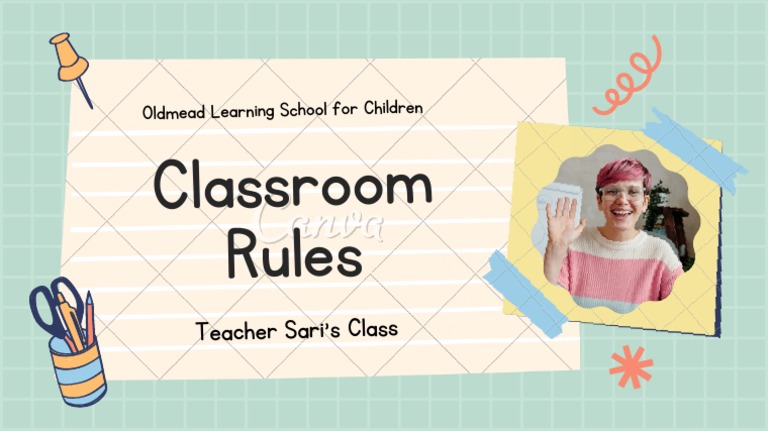 Green Blue and Pink Handwritten Classroom Rules Education Presentation ...