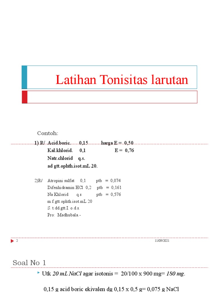 Perhitungan Tonisitas Larutan NaCl | PDF