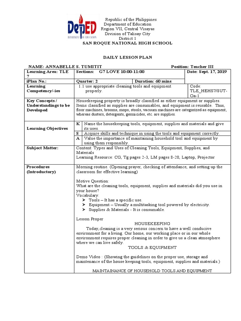 Observation Tle Detailed Lesson Plan | PDF | Lesson Plan