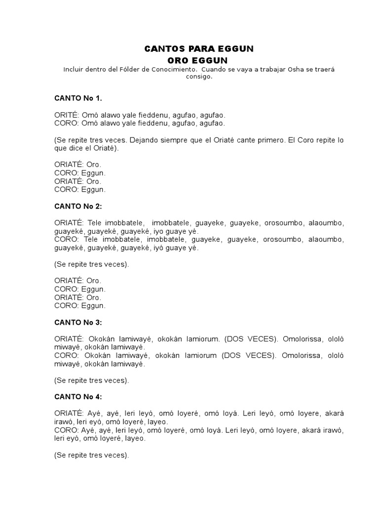 Cantos para Eggun | PDF | Santeria