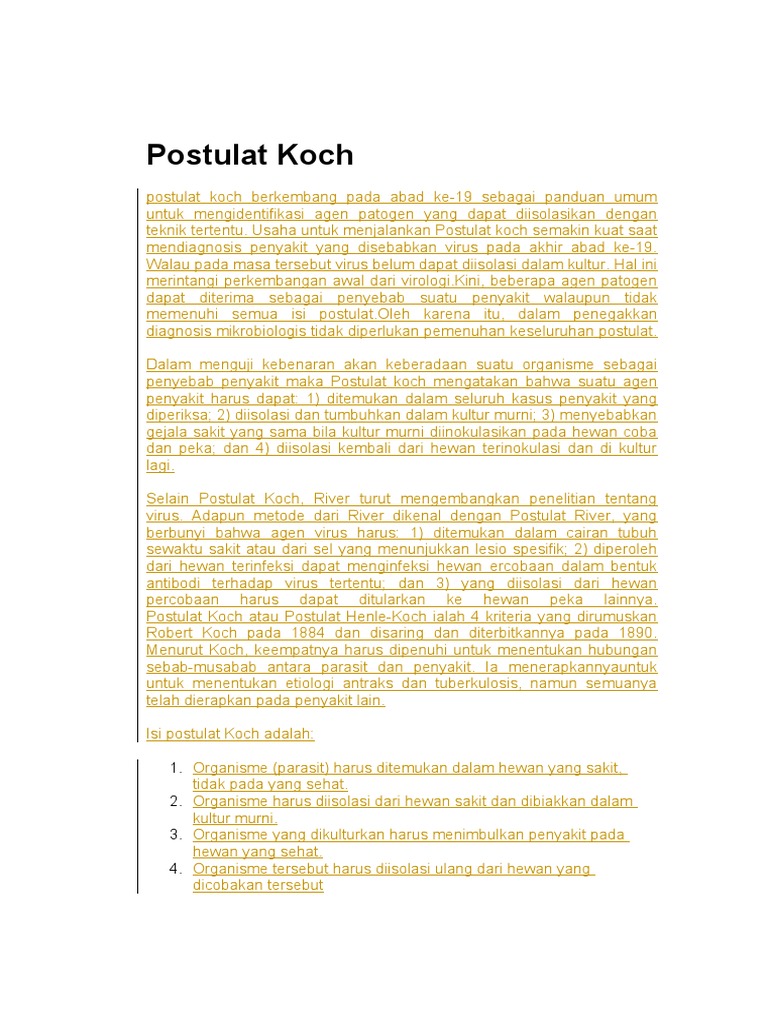 POSTULAT KOCH DAN PENGEMBANGANNYA | PDF