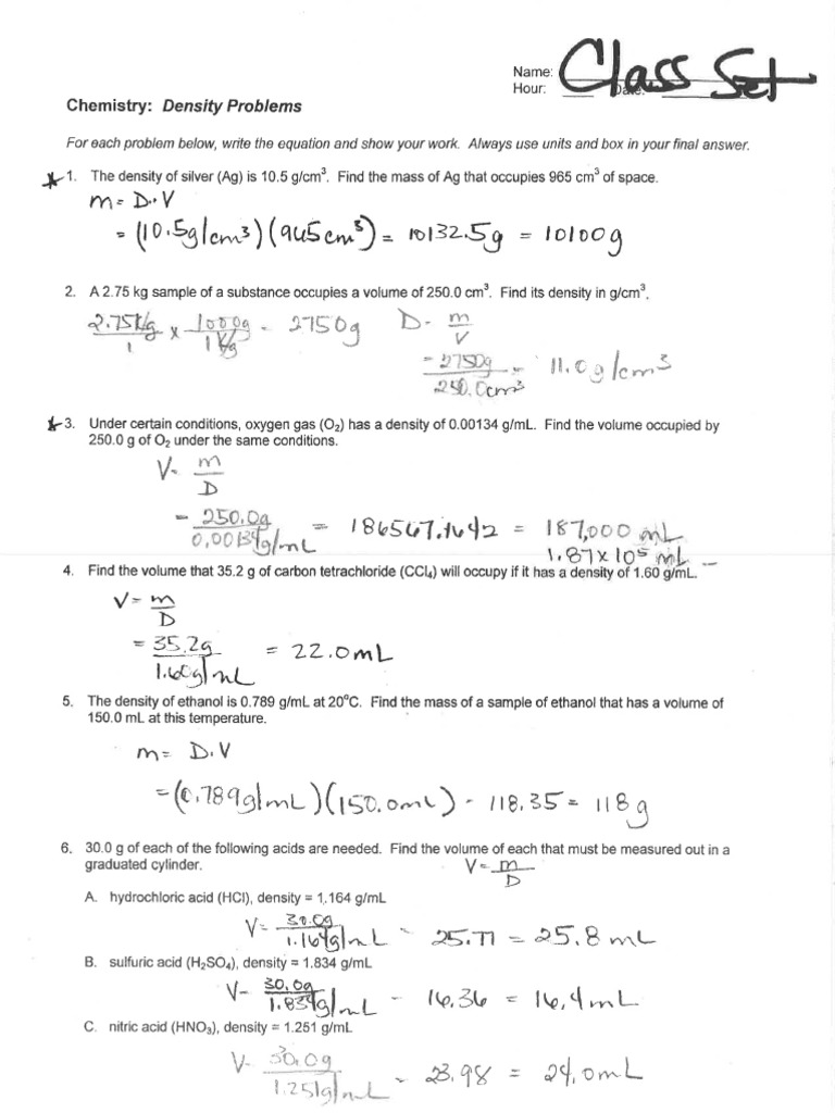 Density Problems With Answers | PDF