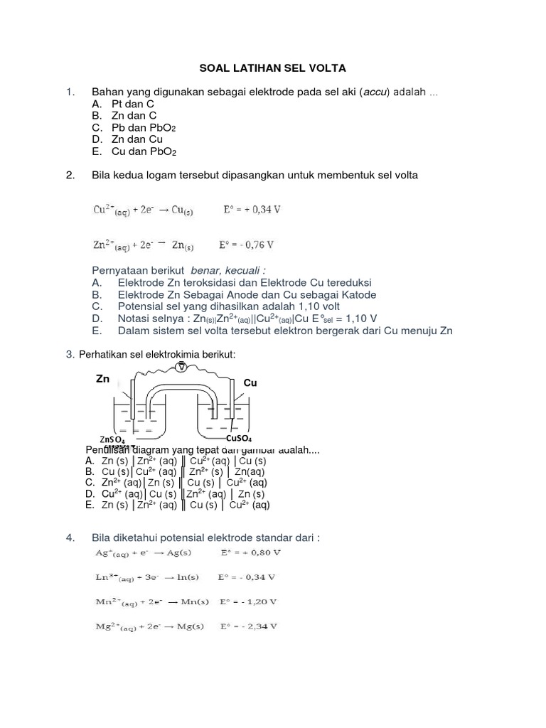 Soal Latihan Sel Volta TP 2021 | PDF