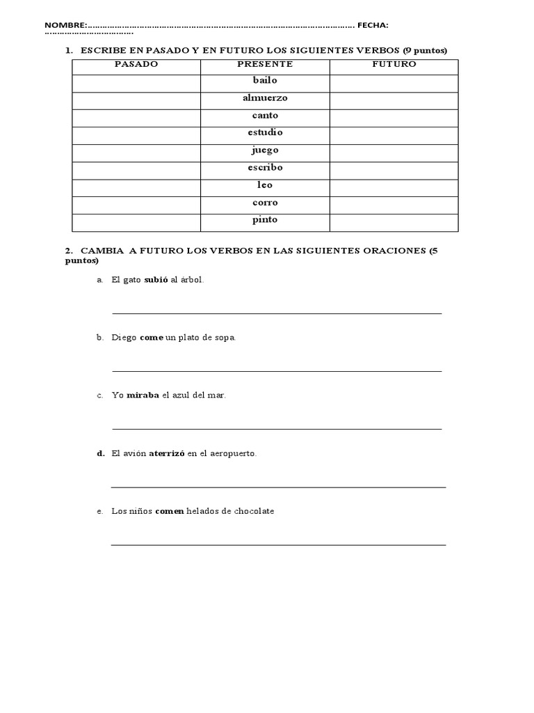 Prueba de Lenguaje Verbos | PDF | Juegos y actividades