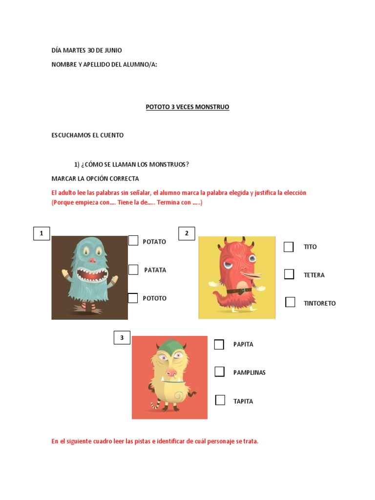 Pototo 3 Veces Monstruo Act | PDF