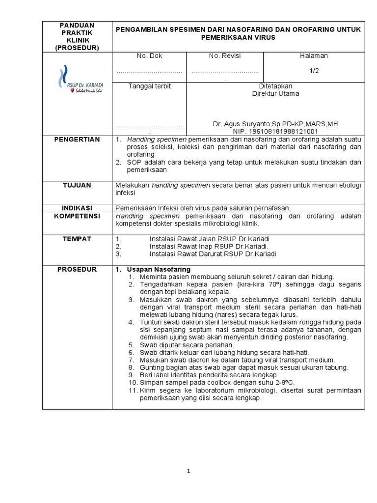 SWAB FARING - NASOFARING Rev 2019 Pemeriksaan Virus | PDF | Sains ...