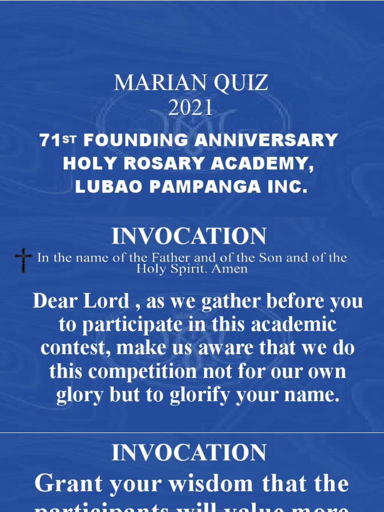 Marian Quiz 2021: Rules & Questions | PDF | Mary, Mother Of Jesus | Rosary