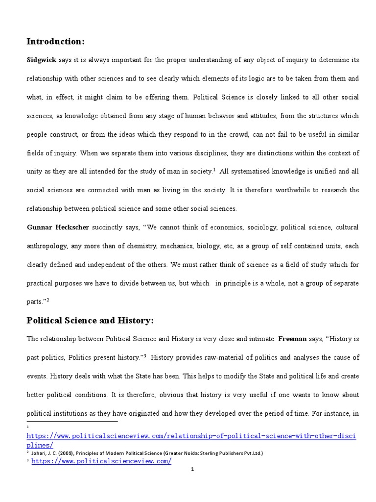 Relationship of Political Science With Other Social Science | PDF ...