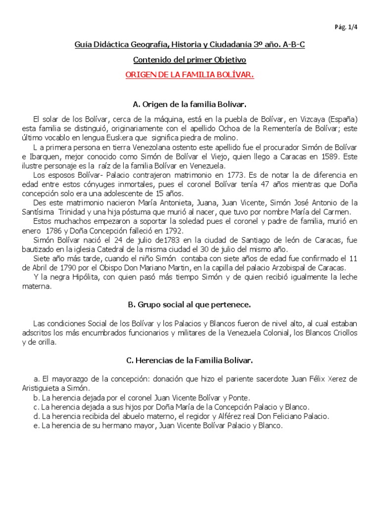 GHyC 3año 1er Objetivo | PDF | Venezuela