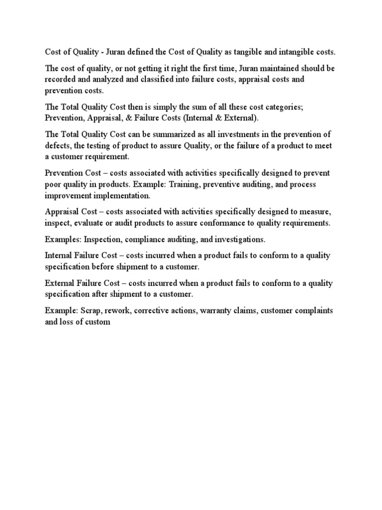 Cost of Quality | PDF