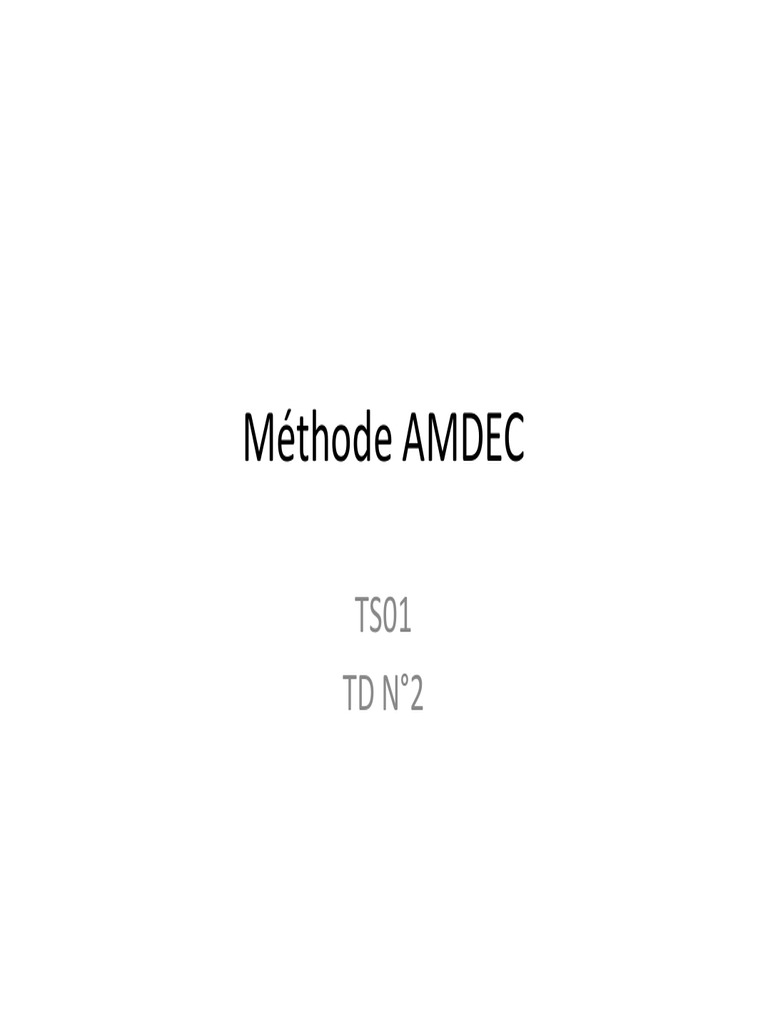 Méthode AMDEC TS01 TD N 2 | PDF