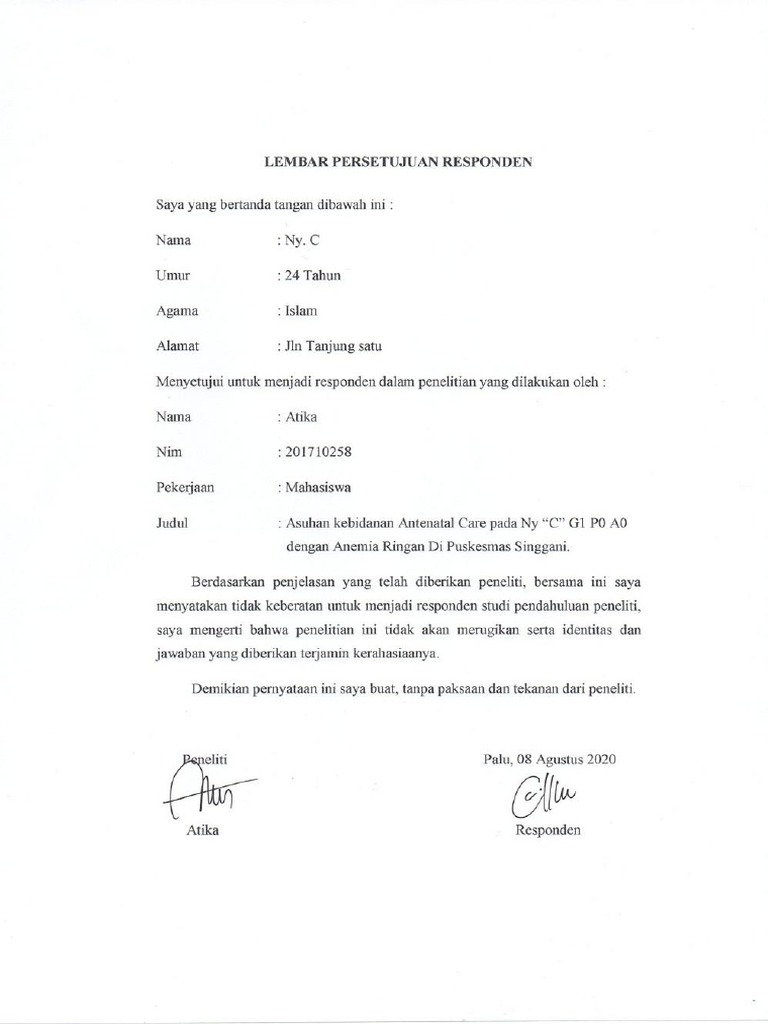 Lembar Persetujuan Responden | PDF