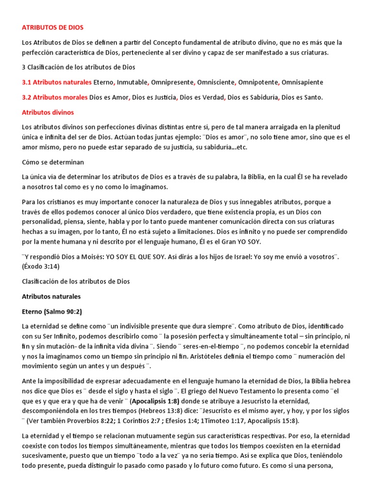 Atributos de Dios | PDF | Dios | Omnipotencia