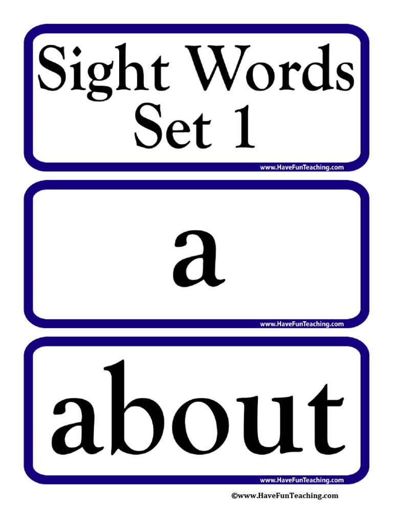 Sight Word Flash Cards 1 | PDF