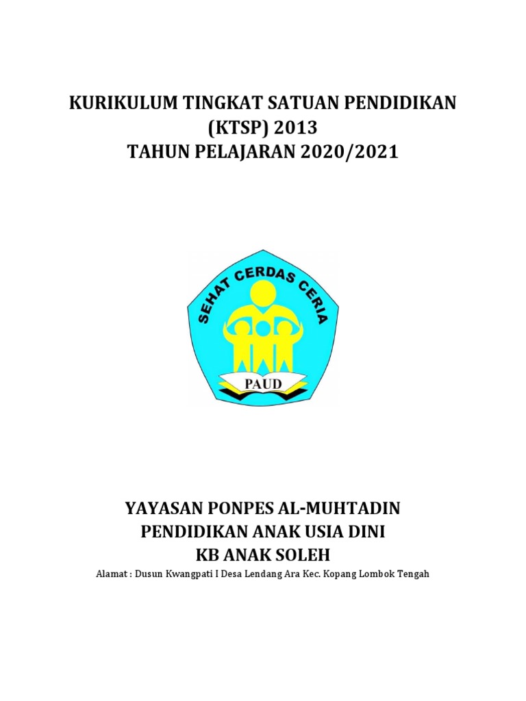 Sampul Kurikulum PAUD KB Anak Soleh | PDF | Karier & Perkembangan