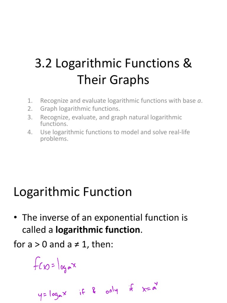 3.2 Logarithmic Functions & Their Graphs | PDF | Logarithm ...