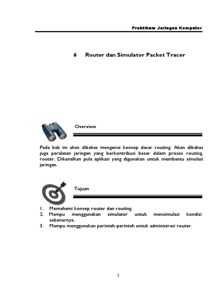Praktikum Jarkom 6 Router Dan Simulator Packet Tracer | PDF