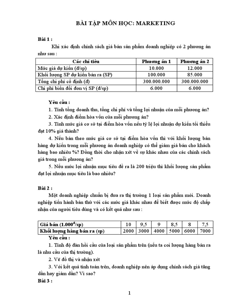 Bai Tap Marketing (New) | PDF