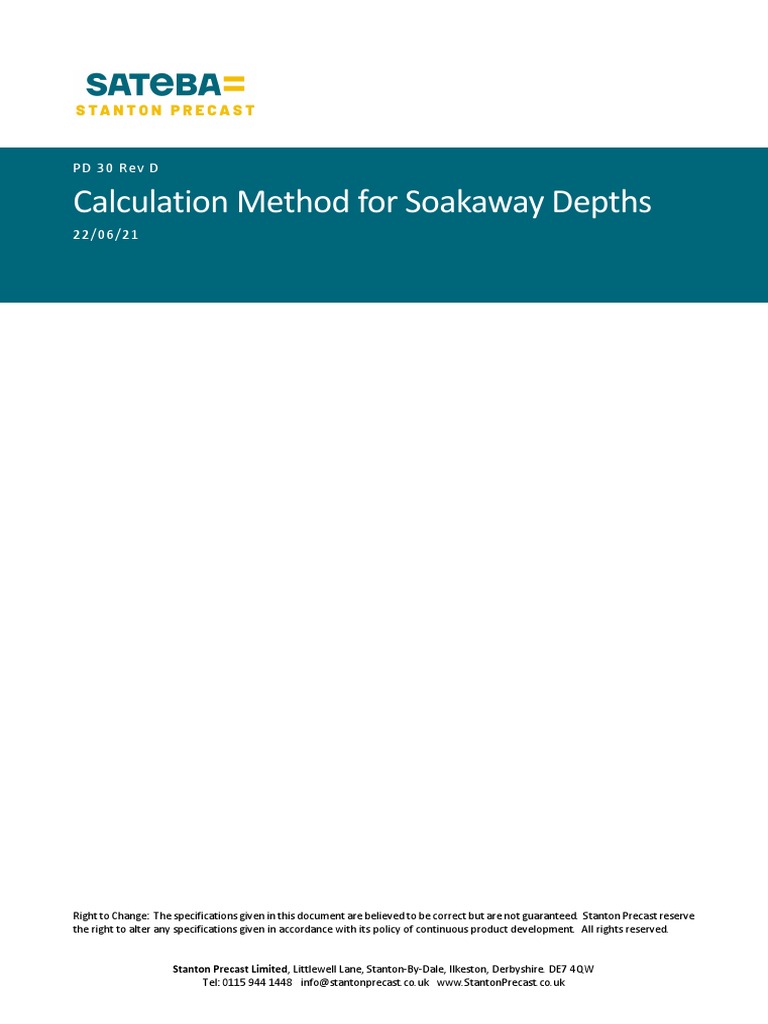Calculation Method For Soakaway Depths PD30 | PDF | Civil Engineering