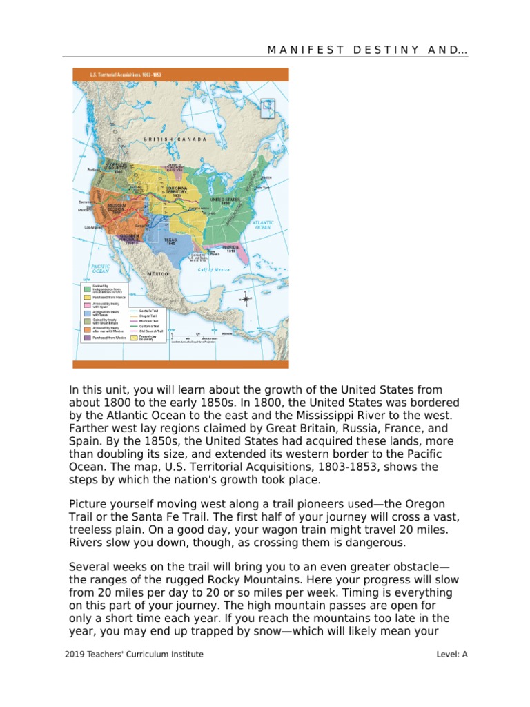 Lesson 15 Manifest Destiny and The Growing Nation | Download Free PDF ...