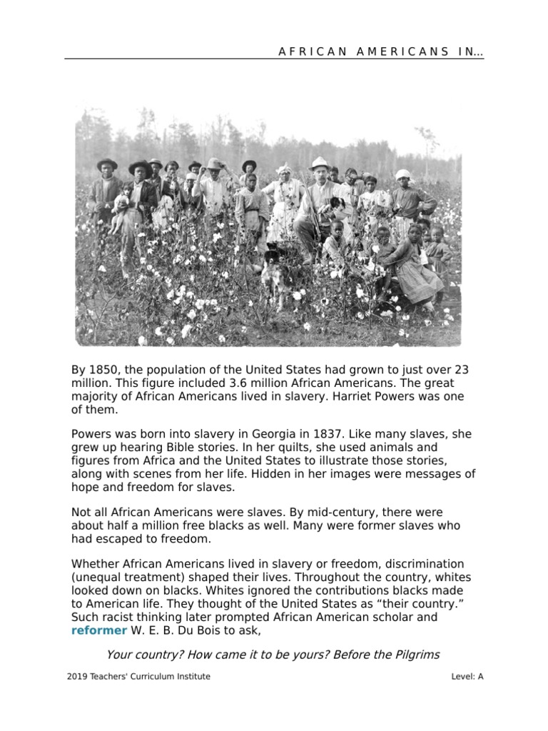 Lesson 20 African Americans in The Mid 1800s | PDF | Abolitionism In ...