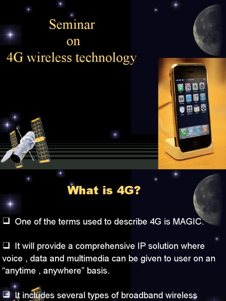 Seminar On 4G Wireless Technology | PDF | 4 G | Internet Protocols