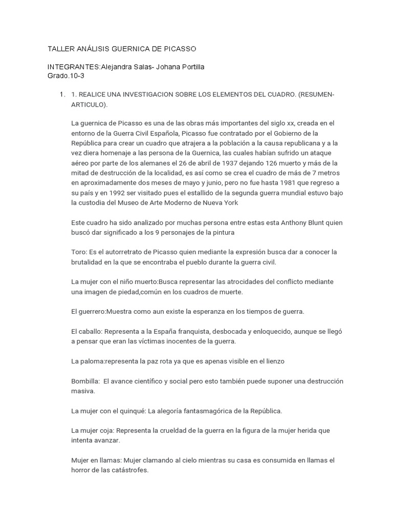 Análisis del Guernica de Picasso | PDF | Pablo Picasso