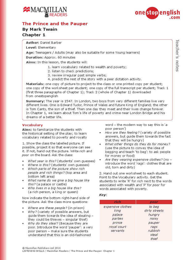 The Prince and The Pauper Part 1 | PDF | The Prince And The Pauper ...