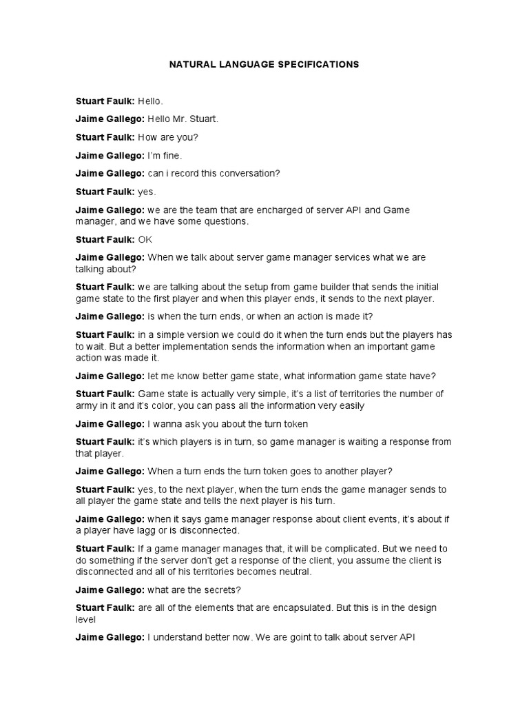 Natural Language Specifications | PDF | Databases | Server (Computing)