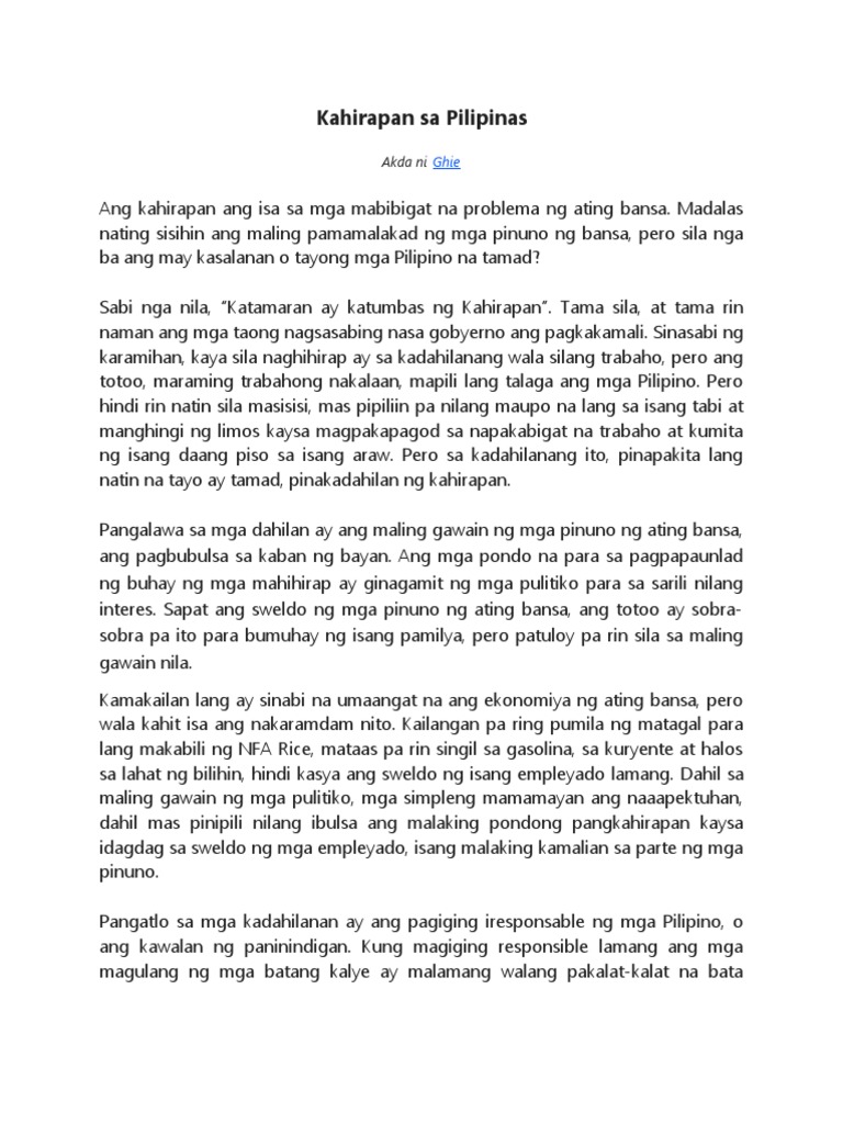Kahirapan Sa Pilipinas | PDF