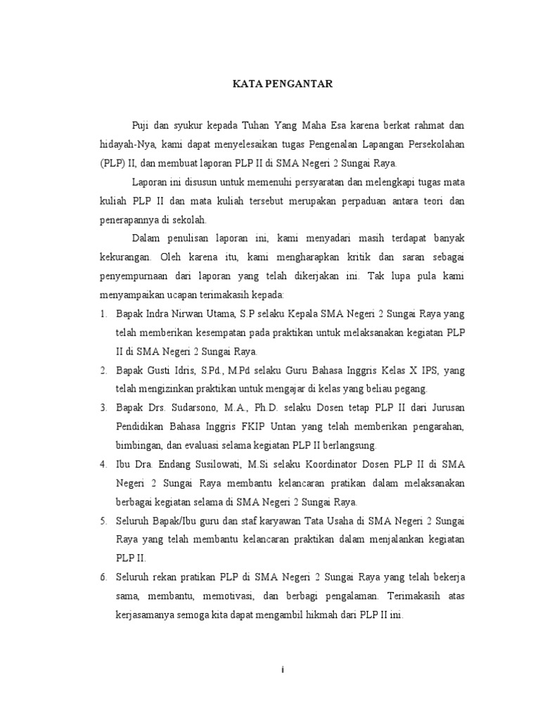 LAPORAN PLP I1 Skolah Dan Unit PPL | PDF