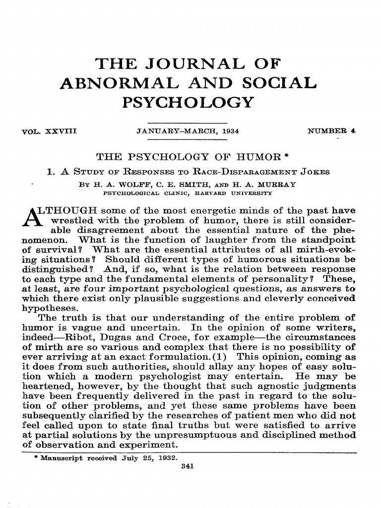 The Journal of Abnormal and Social Psychology: J / Wrestled With The ...