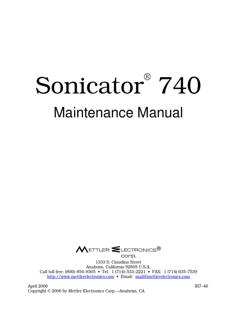 Service Manual Sonicator 740 | PDF | Power Supply | Resonance