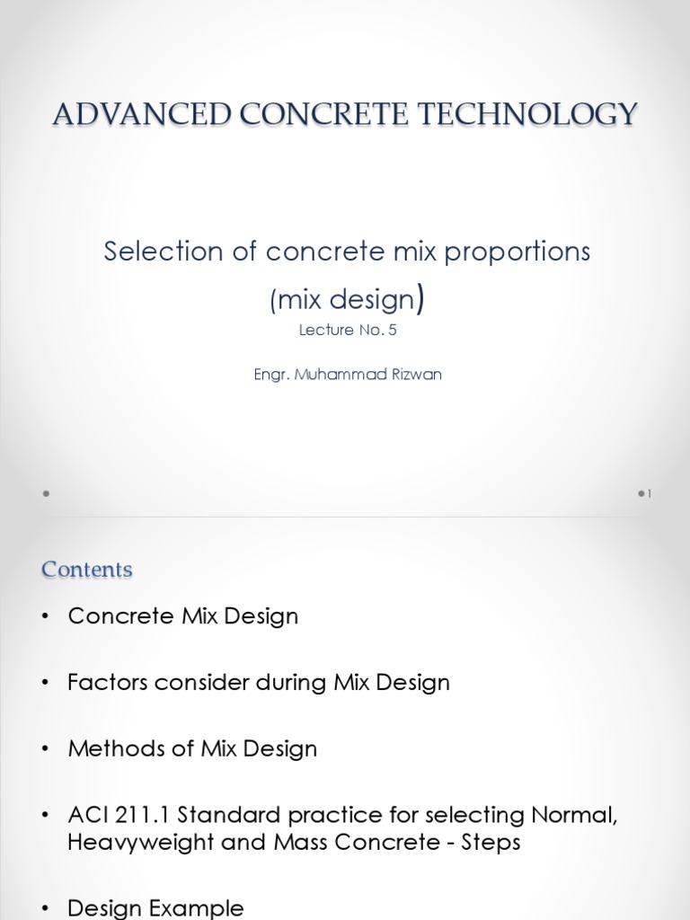 Concrete Mix Design | PDF | Technology & Engineering
