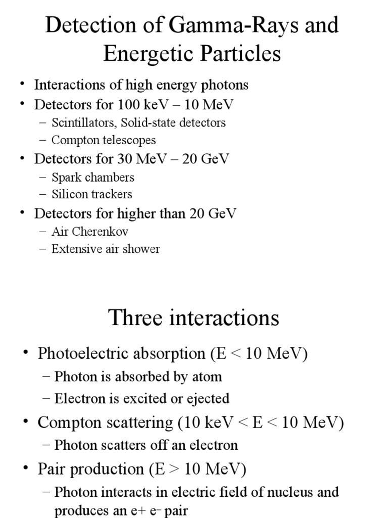 Detection of Gamma-Rays and Energetic Particles | PDF | Electronvolt | Electron