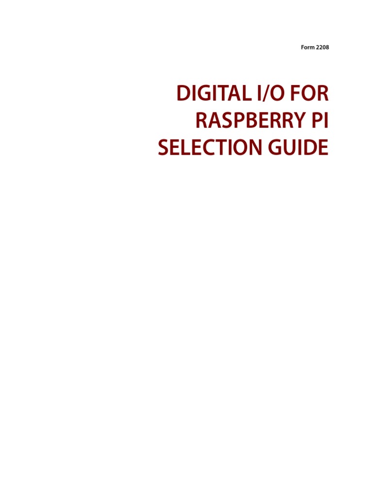 Digital I/O For Raspberry Pi Selection Guide: Form 2208 | PDF | Switch ...
