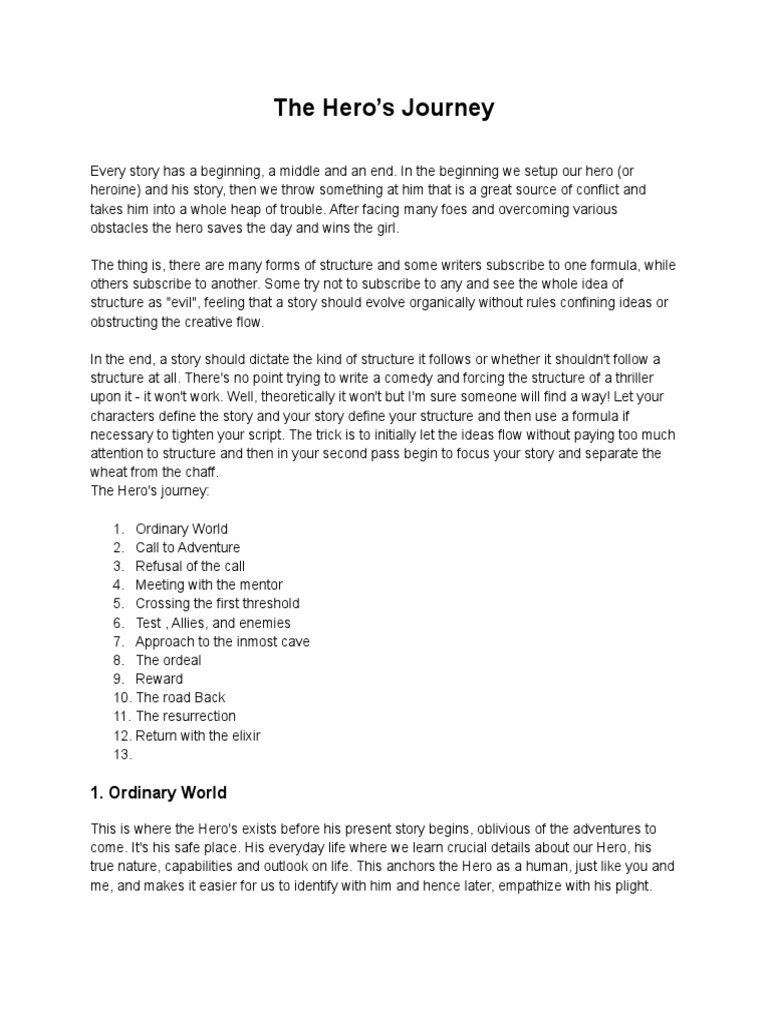 The Hero's Journey: 1. Ordinary World | PDF | Hero