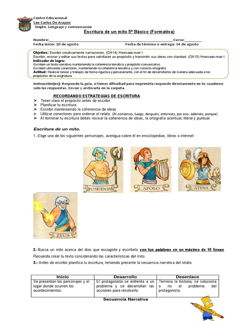 Guía para Escribir un Mito en 5º Básico | PDF