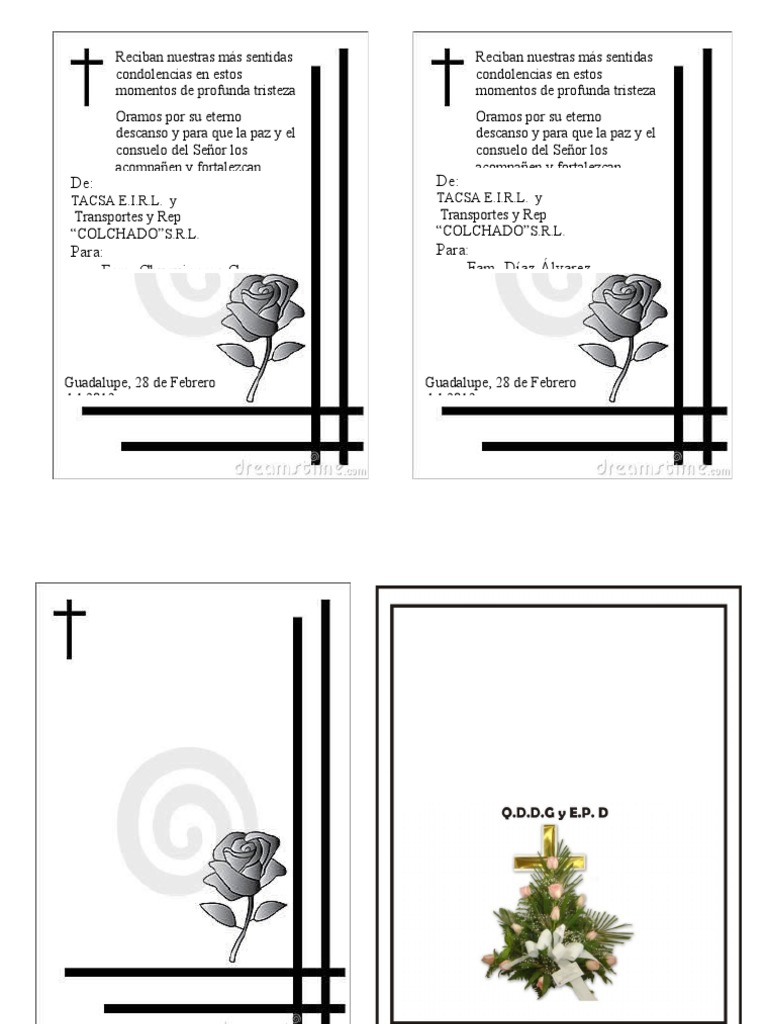 Tarjetas de Pésame | PDF