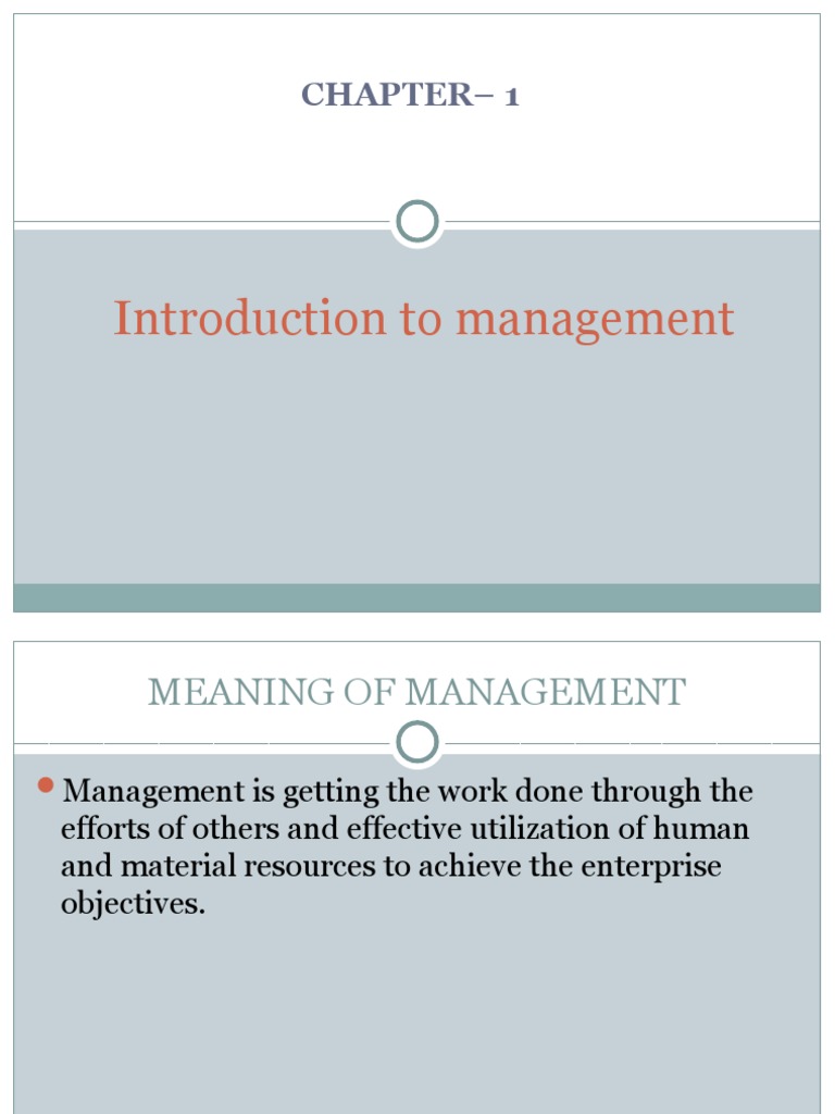 Introduction To Management: Chapter - 1 | PDF | Business | Economies