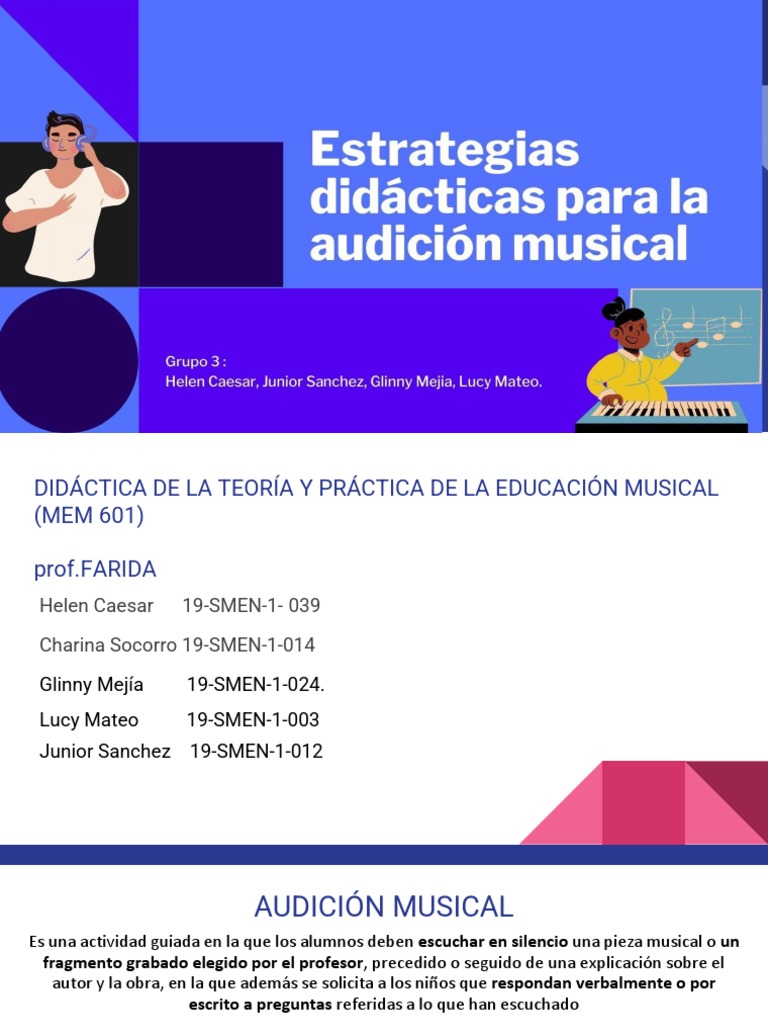 GRUPO NO. 3 Estrategias Didácticas para La Audicion Musical | PDF ...