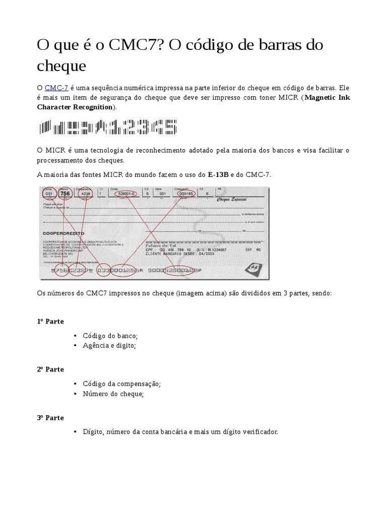 Codigo Barras Do Cheque | PDF | Tecnologia e Engenharia