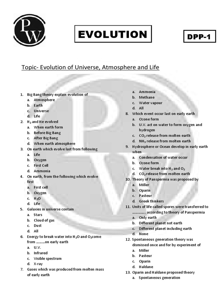 Evolution DPP 1 | PDF | Abiogenesis | Life